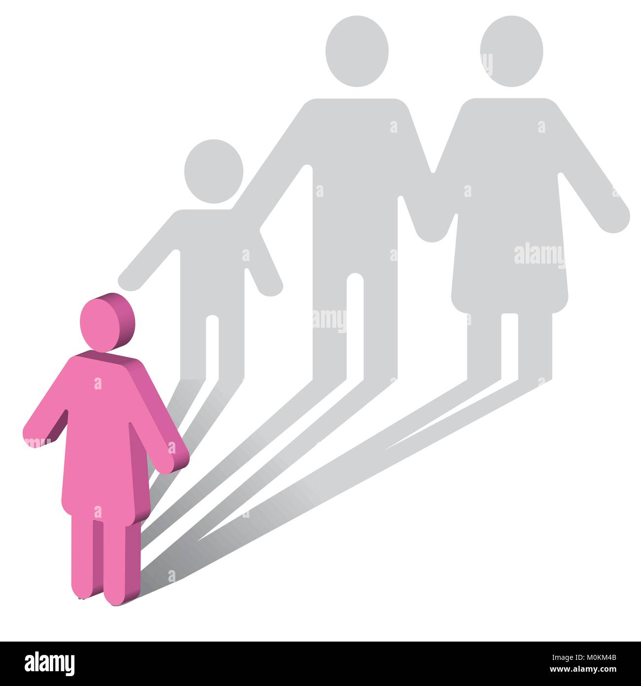 The symbol of a woman, casting a shadow of a family Stock Vector Image ...