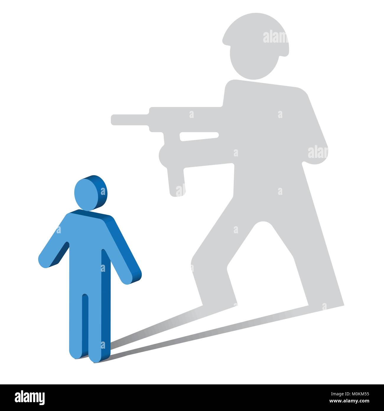 Post traumatic stress disorder. The symbol of a man, casting a shadow ...