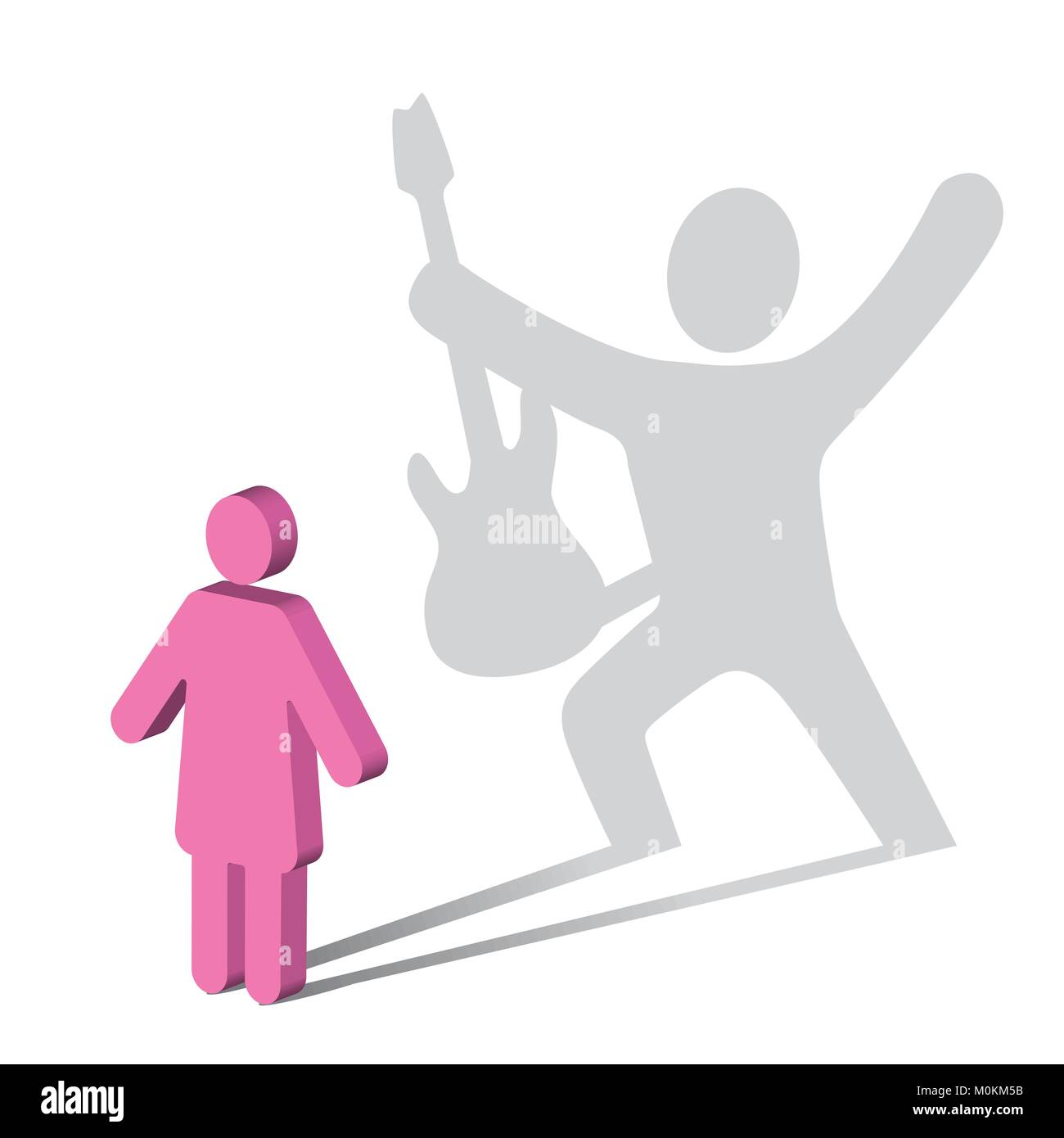 The symbol of a woman, casting a shadow of a rock star Stock Vector ...