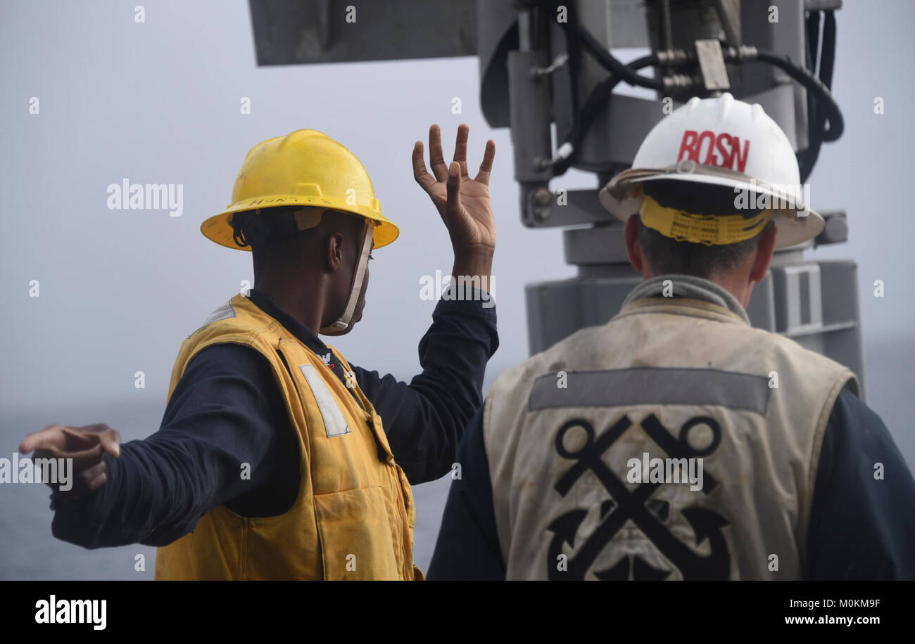 PACIFIC OCEAN (Jan. 19, 2018) Boatswain’s Mate 2nd Class Emmanuel ...