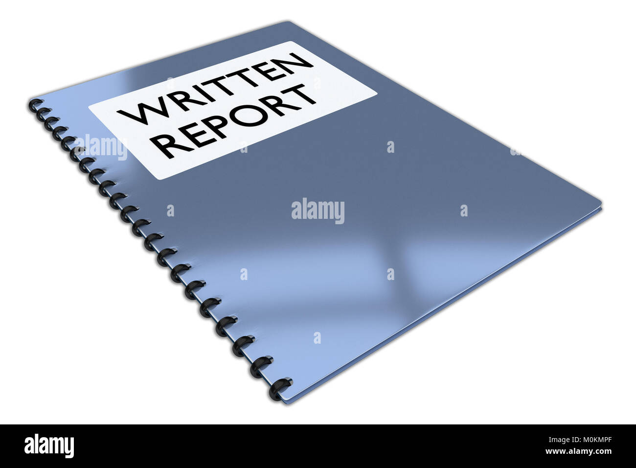 3D illustration of WRITTEN REPORT script on a booklet, isolated on ...