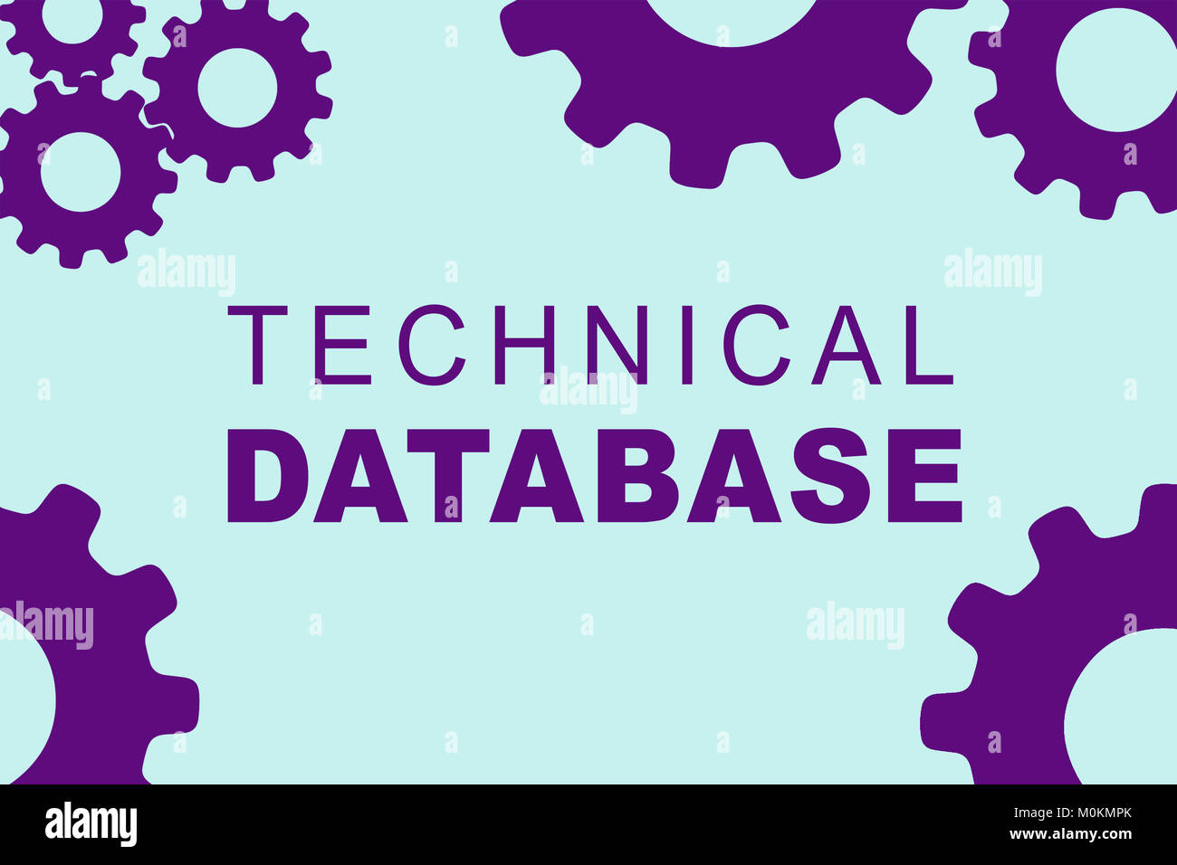 TECHNICAL DATABASE sign concept illustration with purple gear wheel ...