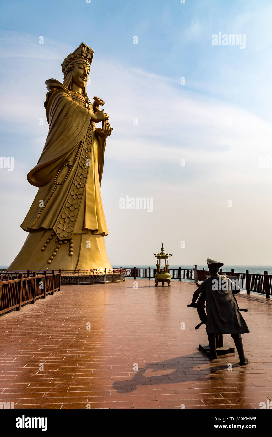 Statue of the sea goddess Matsu in the Yinhai Yatch Club, Qingdao ...