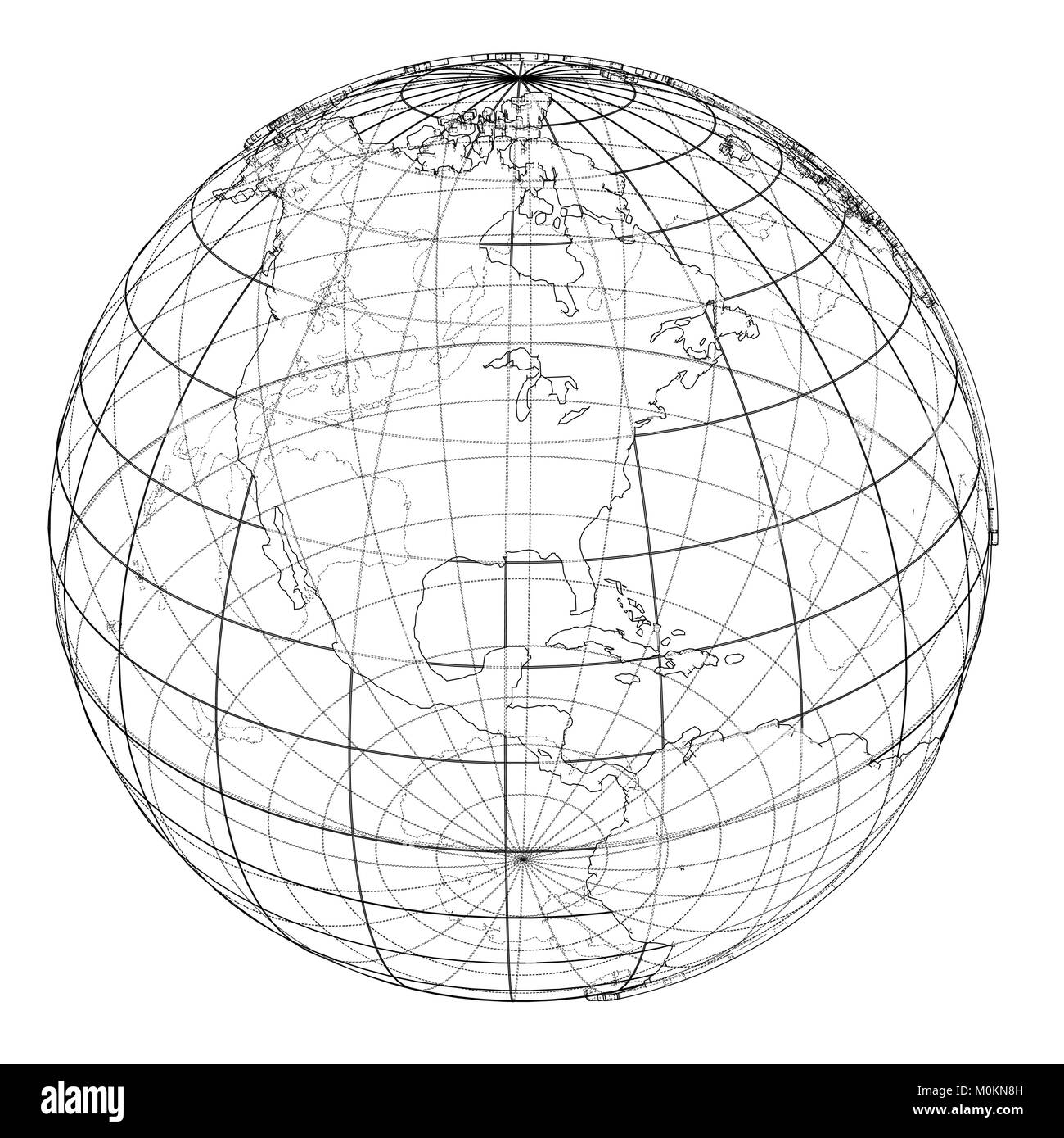 Globe contour. Vector rendering of 3d Stock Vector Image & Art - Alamy