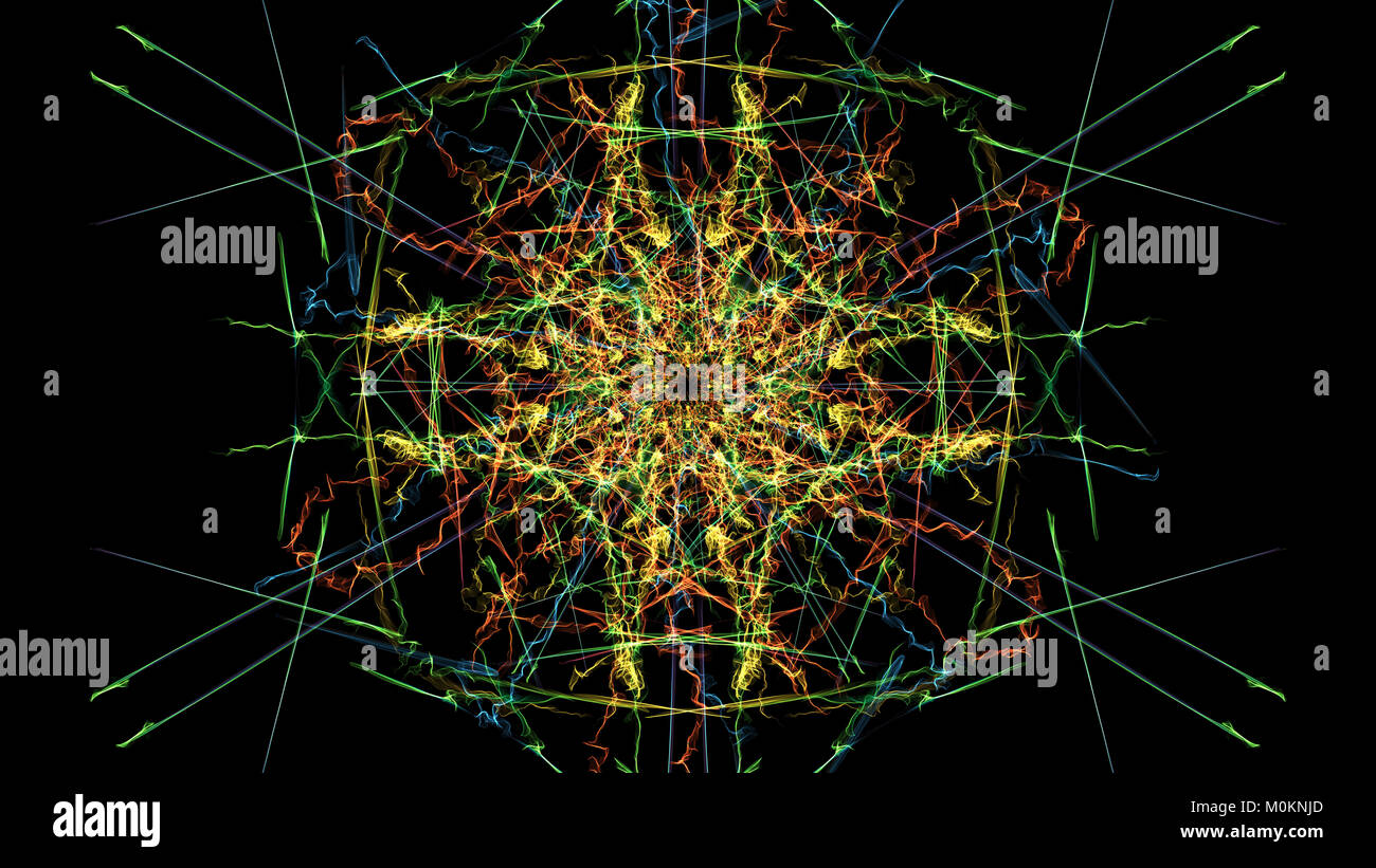 Abstract black background with colored lines. Silk symmetry series ...