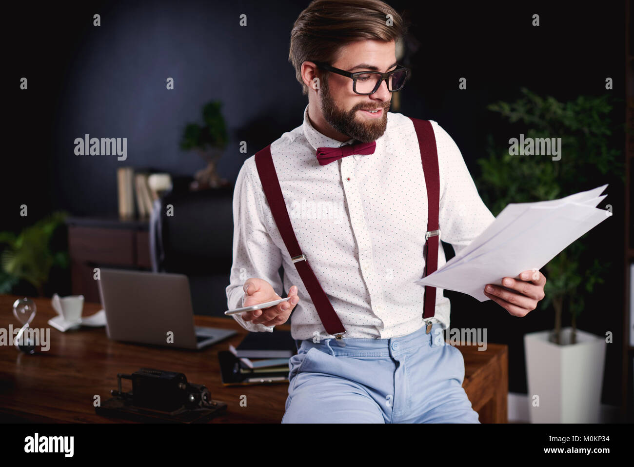 Businessman working reading documents hi-res stock photography and ...