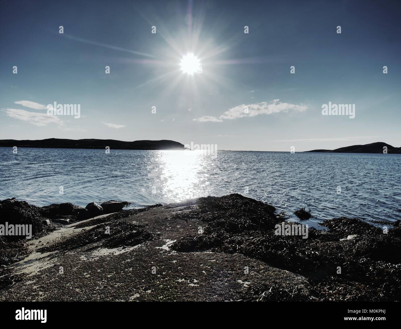 Rocky shores at the sea in sunset light. Natural park coastal landscape ...