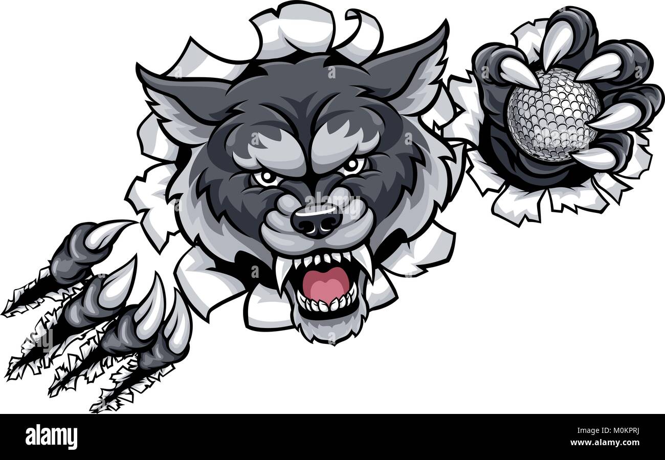 Wolf Golf Mascot Breaking Background Stock Vector Image & Art - Alamy