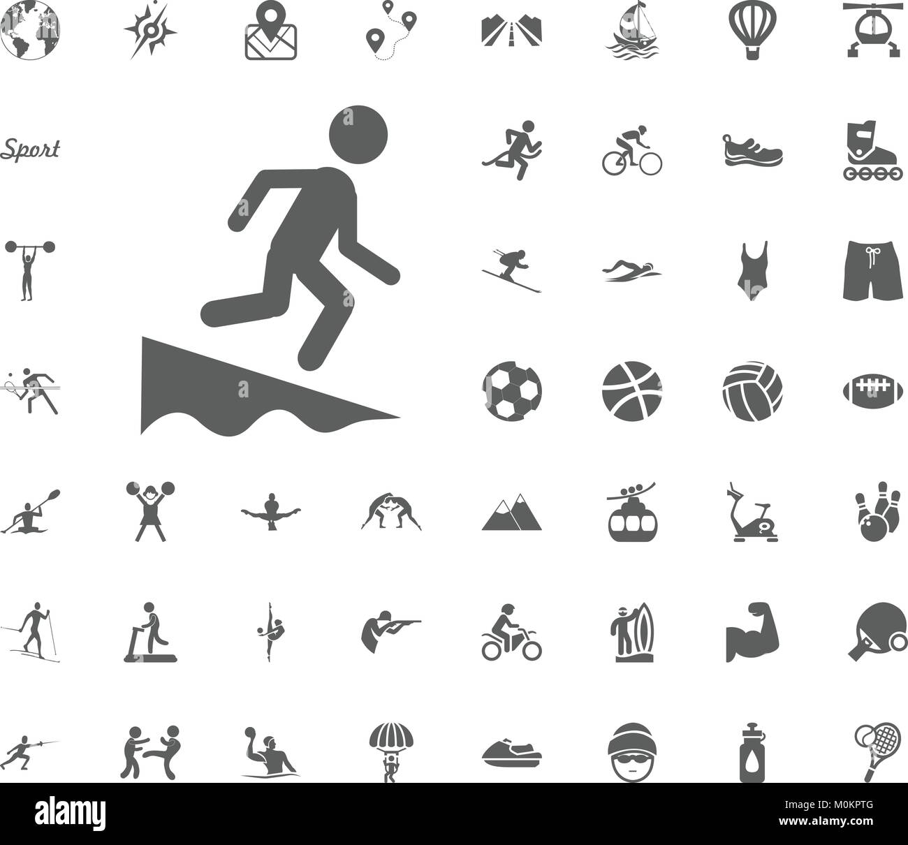 Jumping icon. Sport illustration vector set icons. Set of 48 sport ...