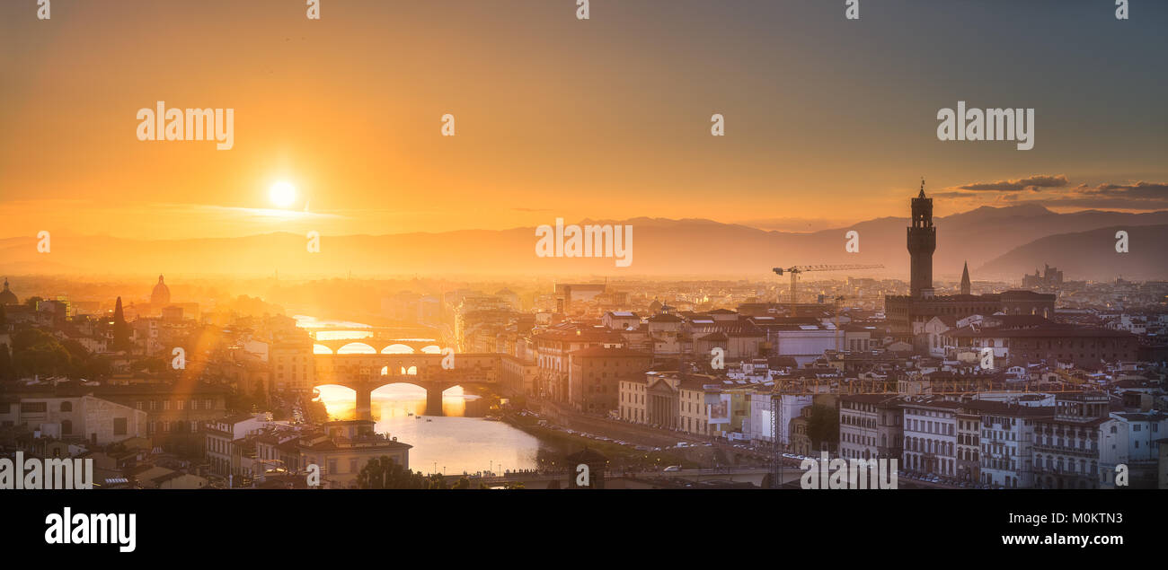 Arno River and Basilica at sunset Florence, Italy Stock Photo - Alamy