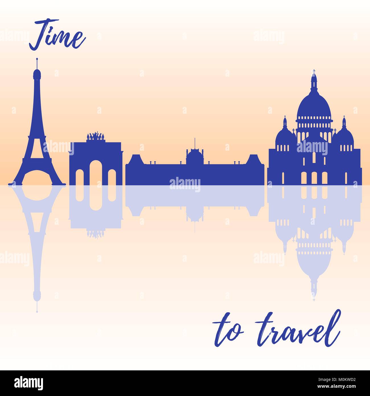 Famous buildings of Paris. Symbols and landmarks. Design for banner ...