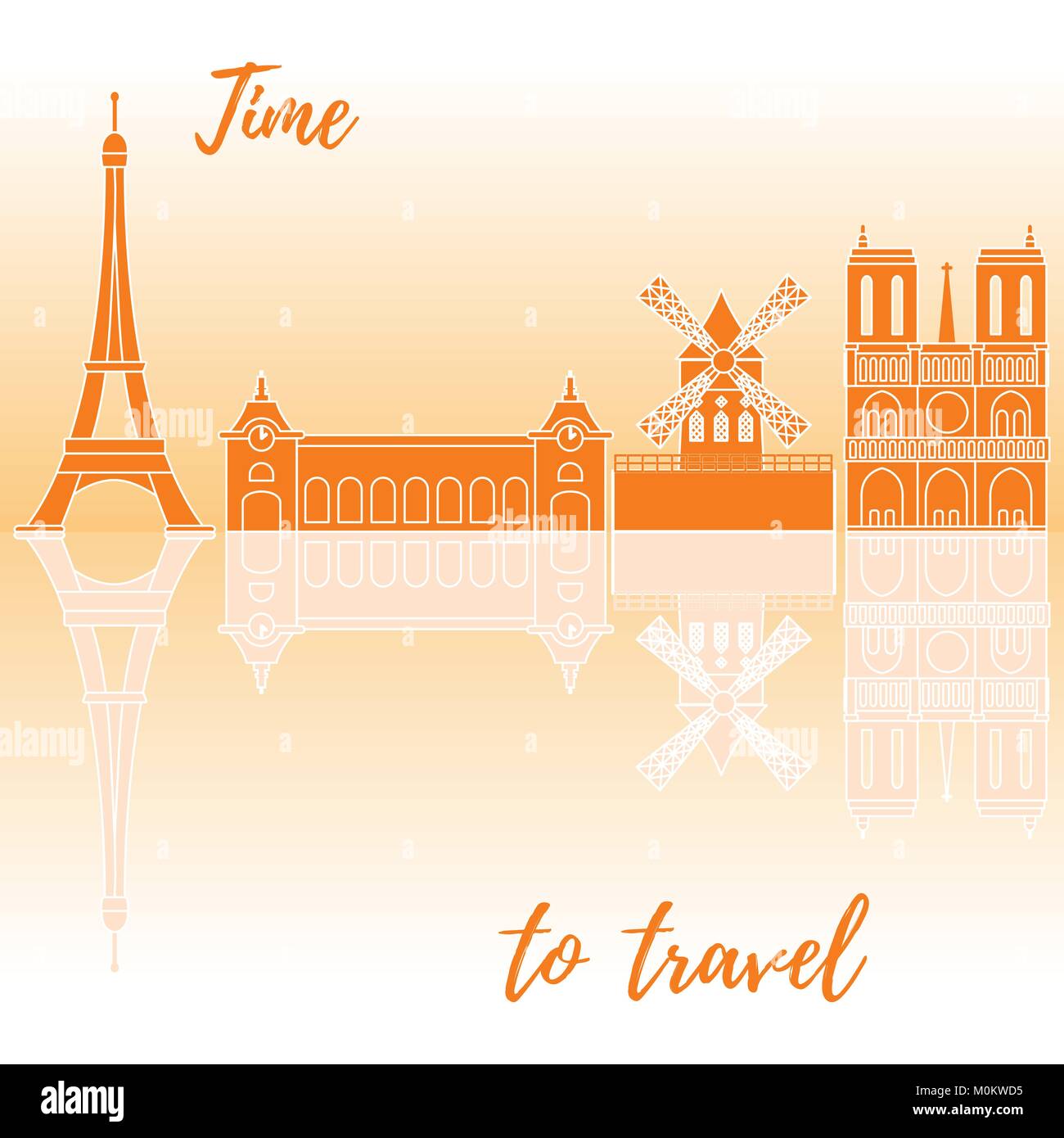 Famous buildings of Paris. Symbols and landmarks. Design for banner ...