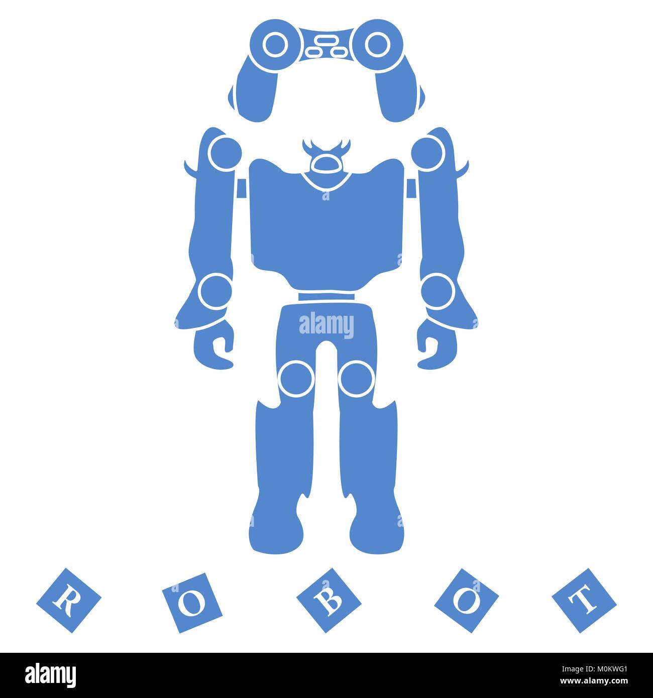 Toys for children: robot, remote control, cubes. Design for banner ...