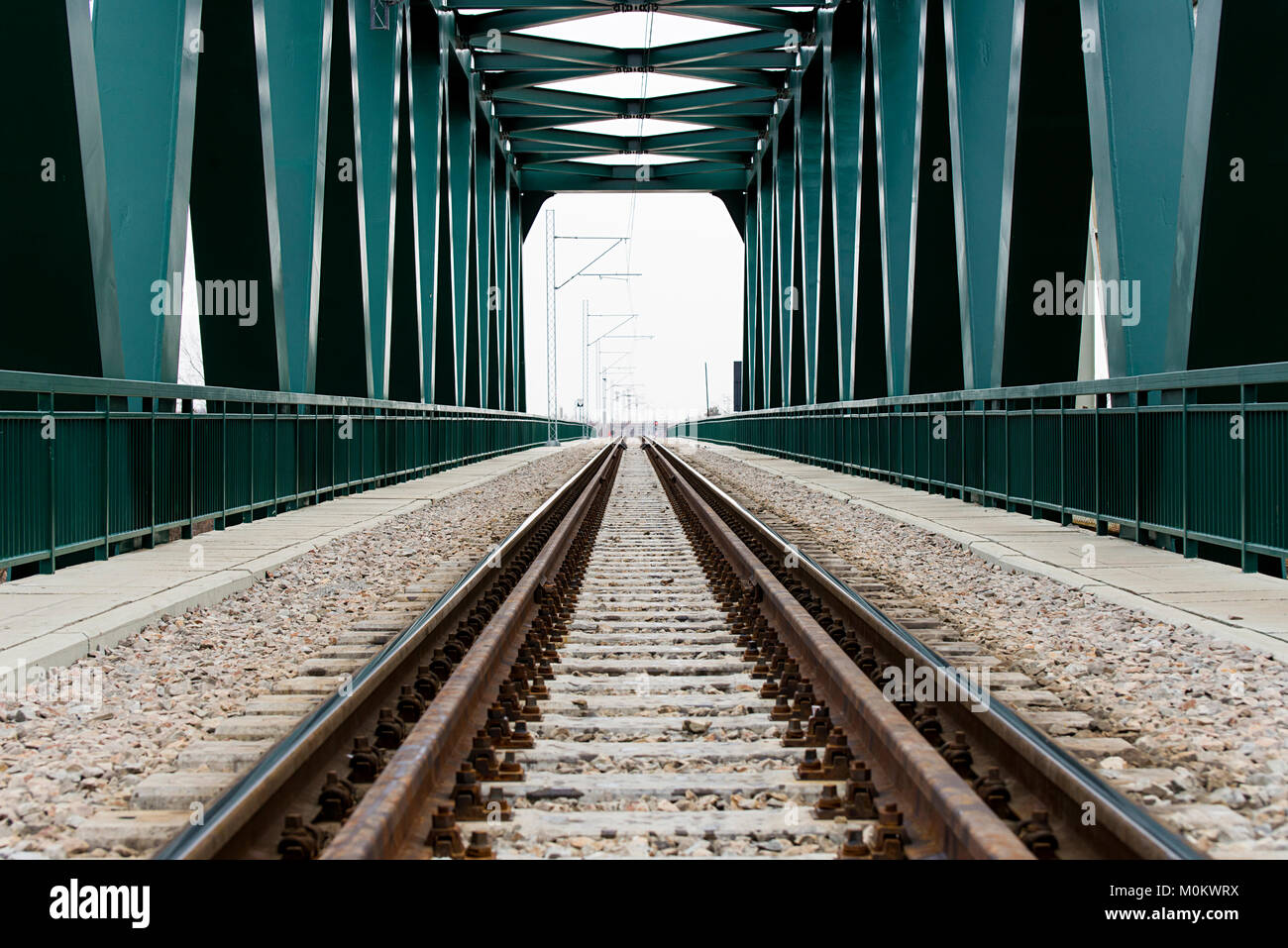 Modern railroad over a railway bridge Stock Photo - Alamy