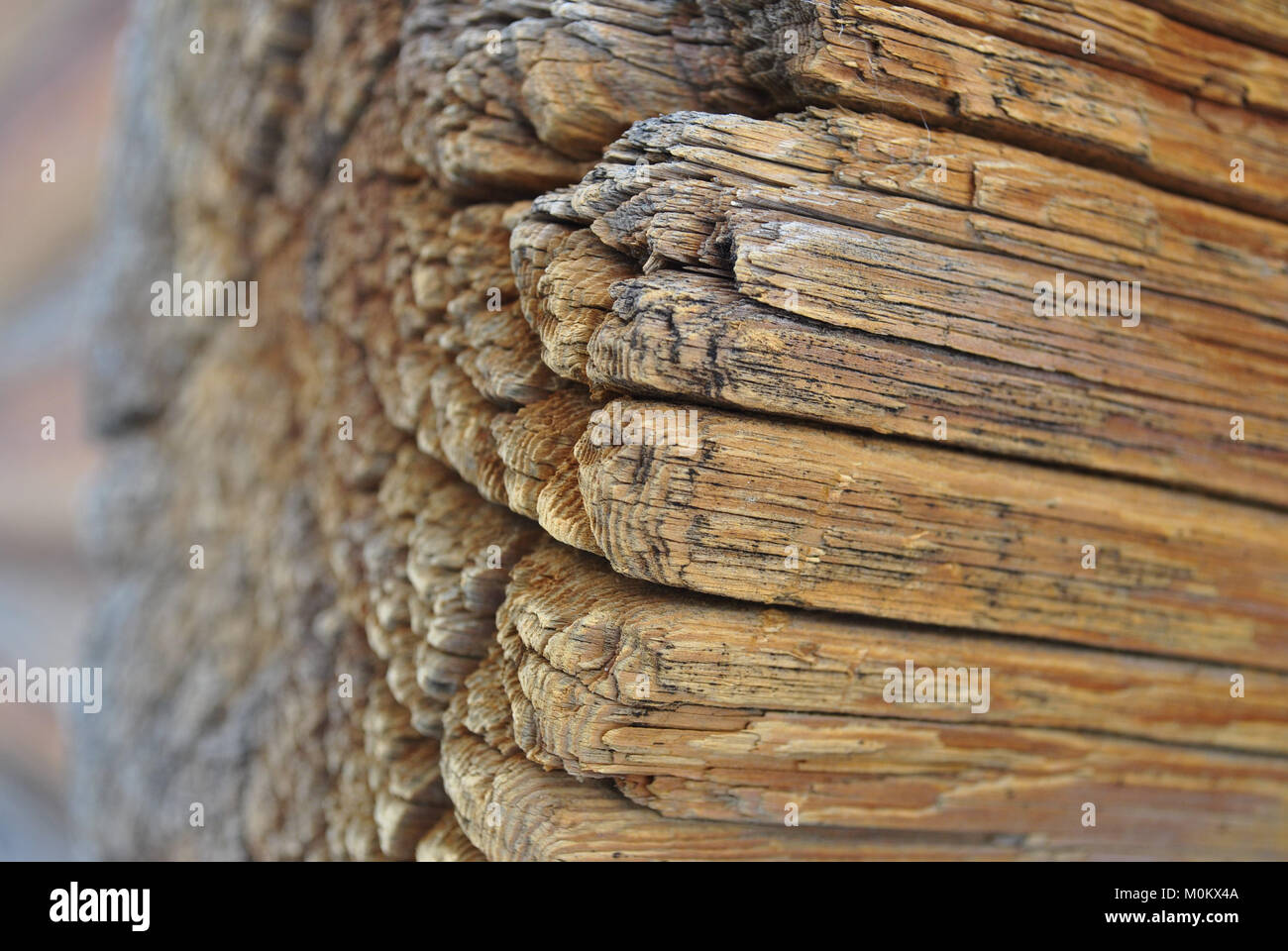 The old log in the village house Stock Photo - Alamy