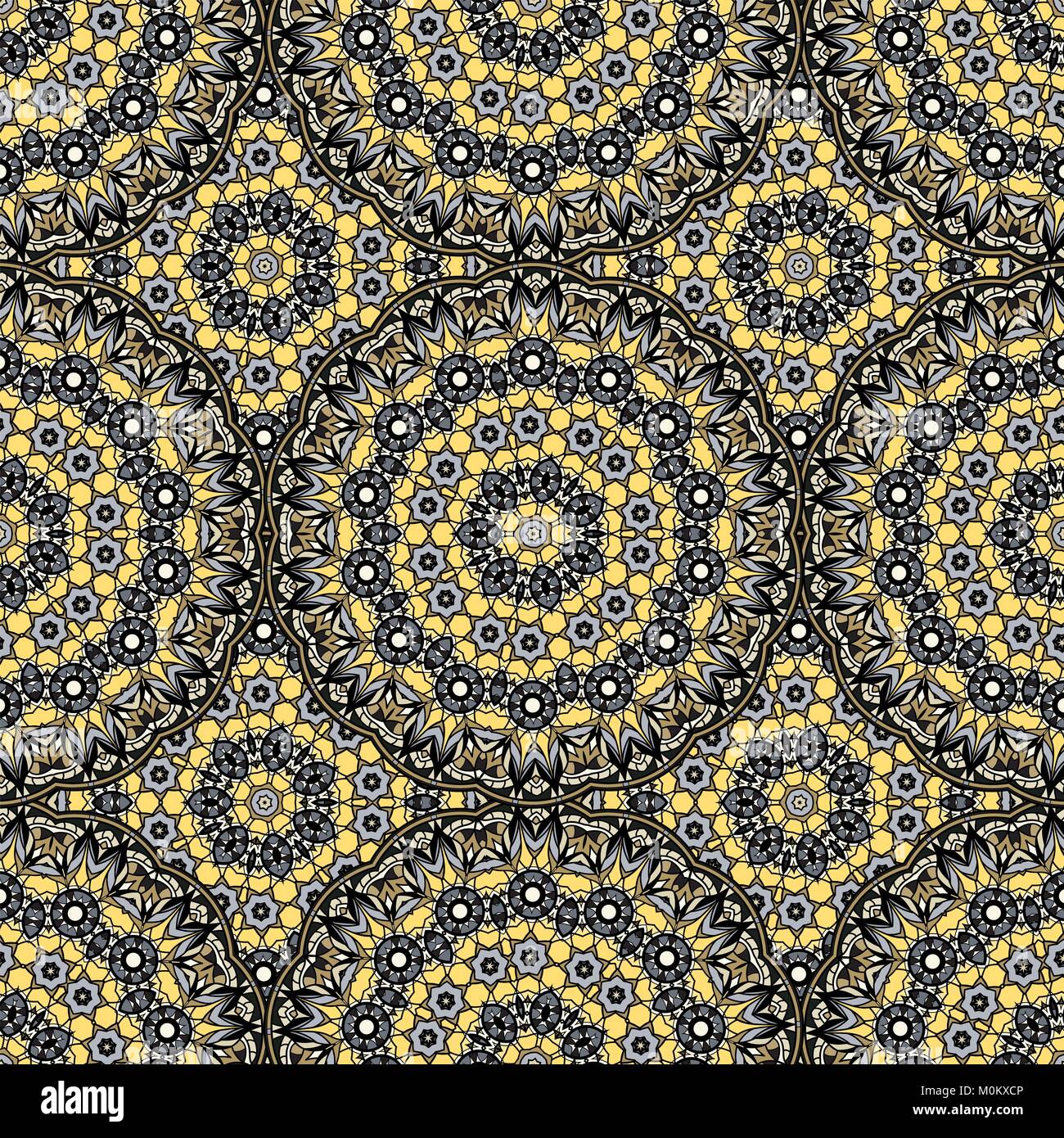 Seamless repeating pattern of colored mandalas Stock Photo - Alamy