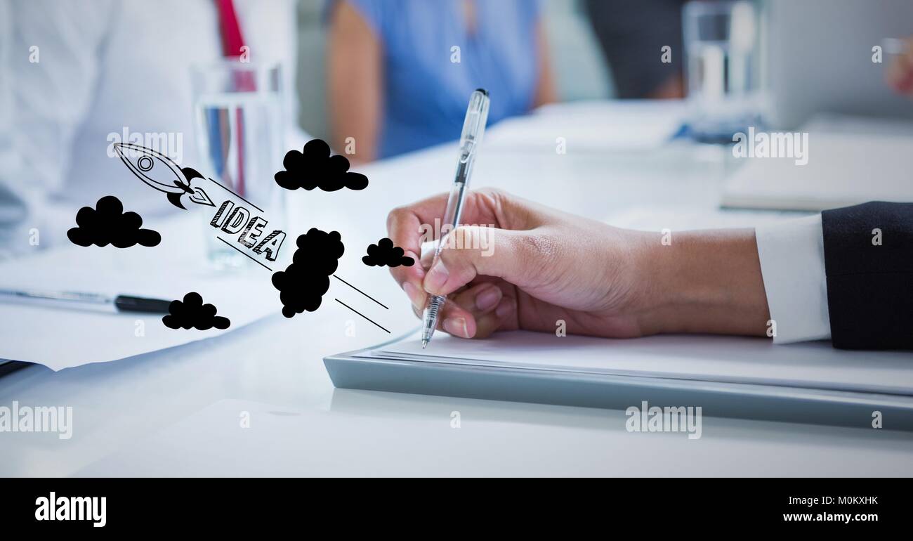 Hand writing with graph overlays Stock Photo - Alamy
