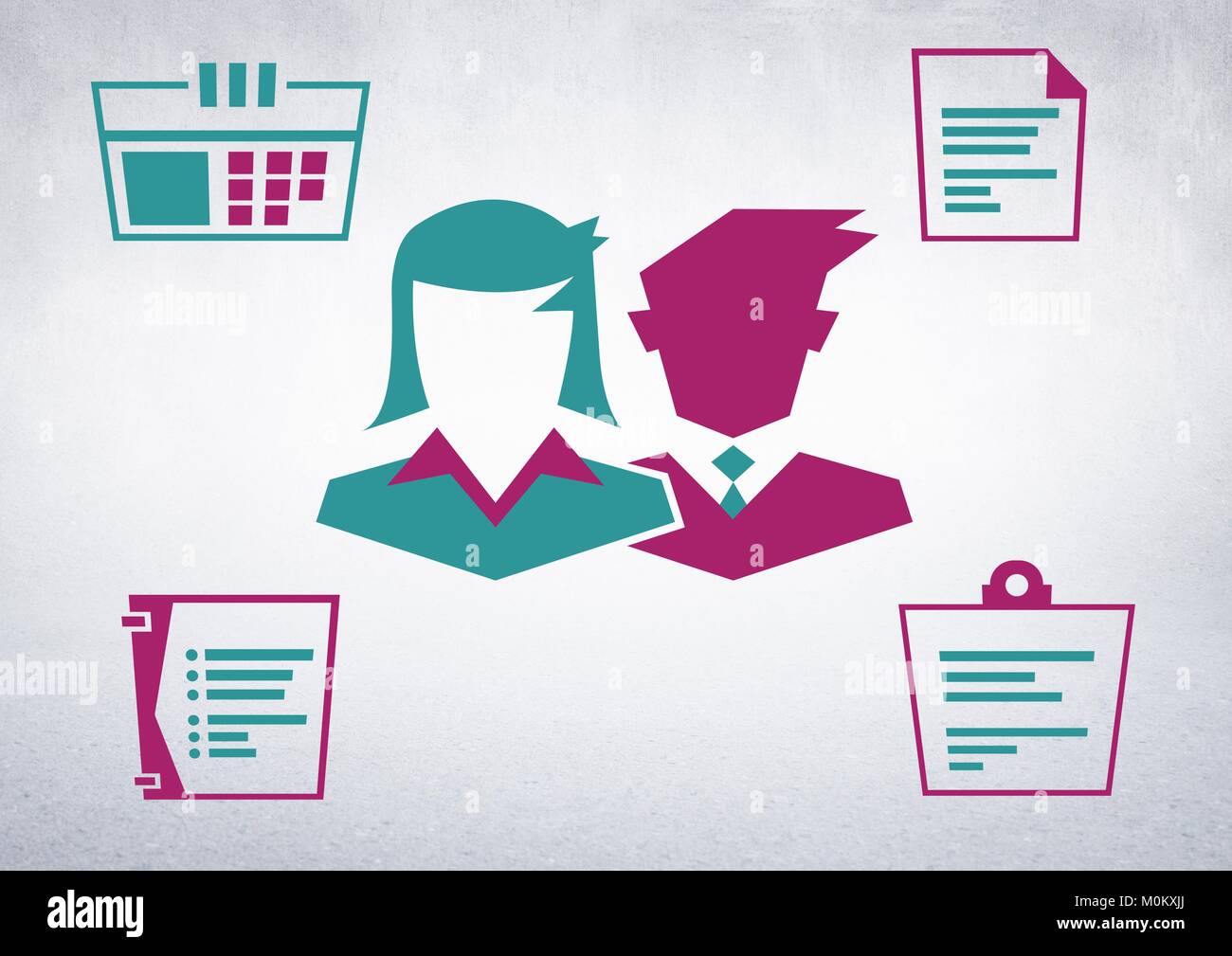 Business people with documents and files icons Stock Photo - Alamy