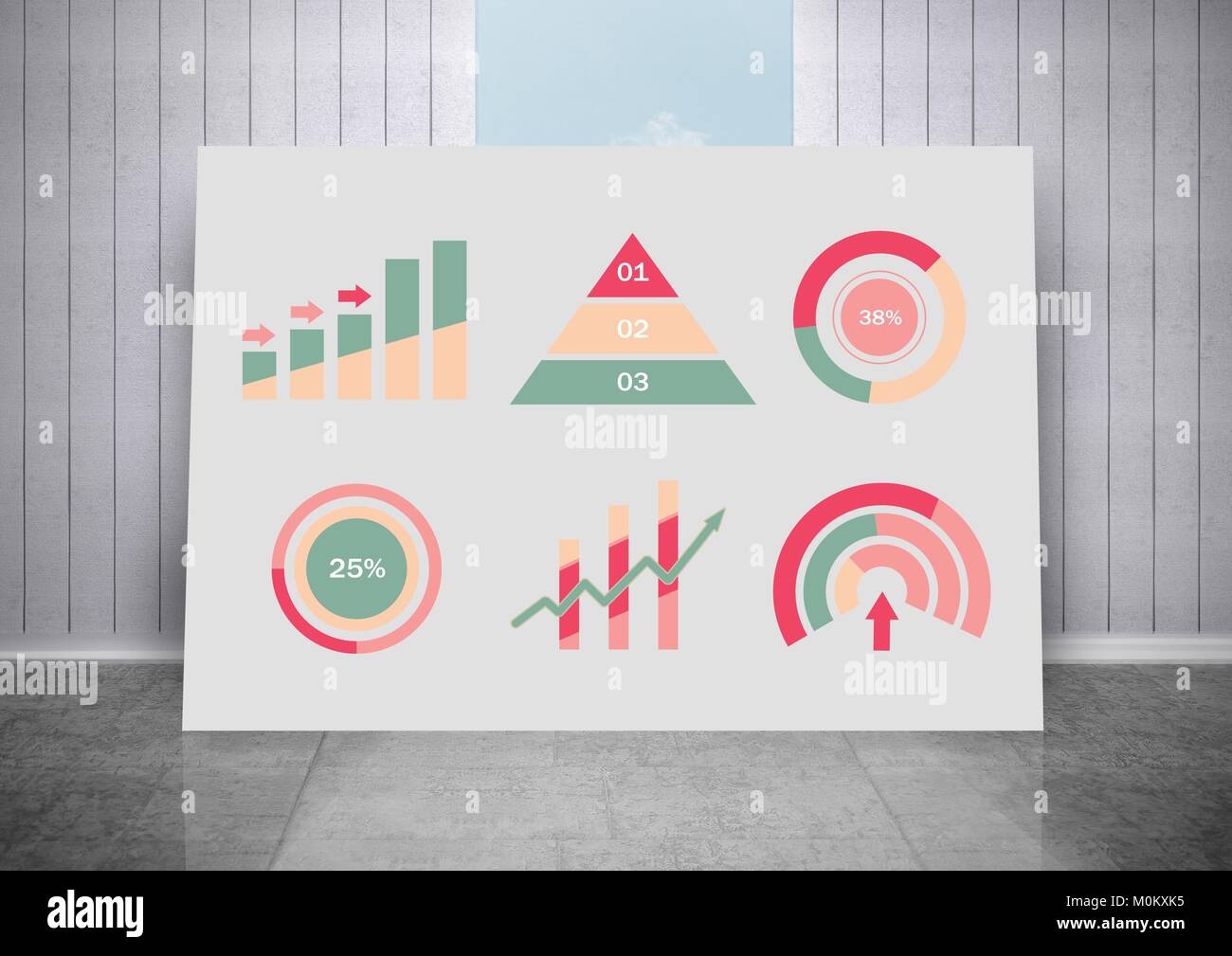 White board with colorful chart statistics Stock Photo - Alamy