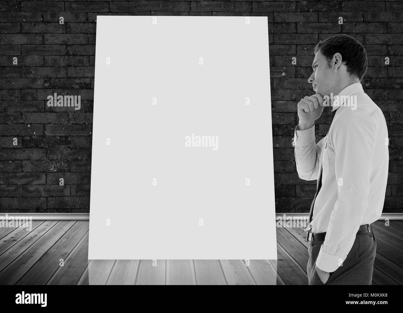 Businessman thinking hand on Black and White Stock Photos & Images - Alamy