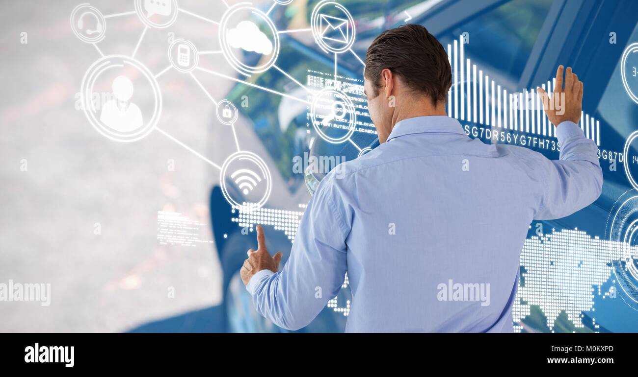 Man touching user icon interface Stock Photo - Alamy