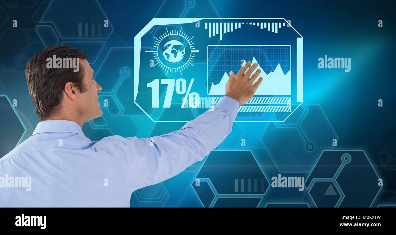 Man touching screen interface Stock Photo - Alamy