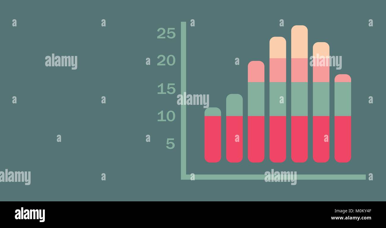 colorful chart statistics over green background Stock Photo - Alamy