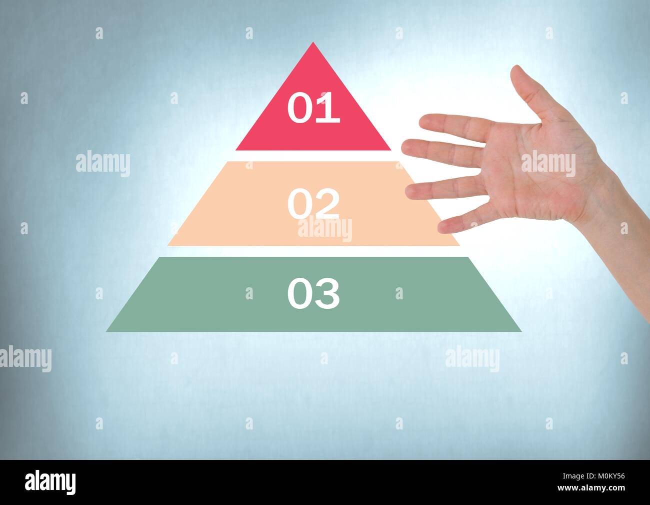 Hand open with colorful chart statistics triangle Stock Photo - Alamy