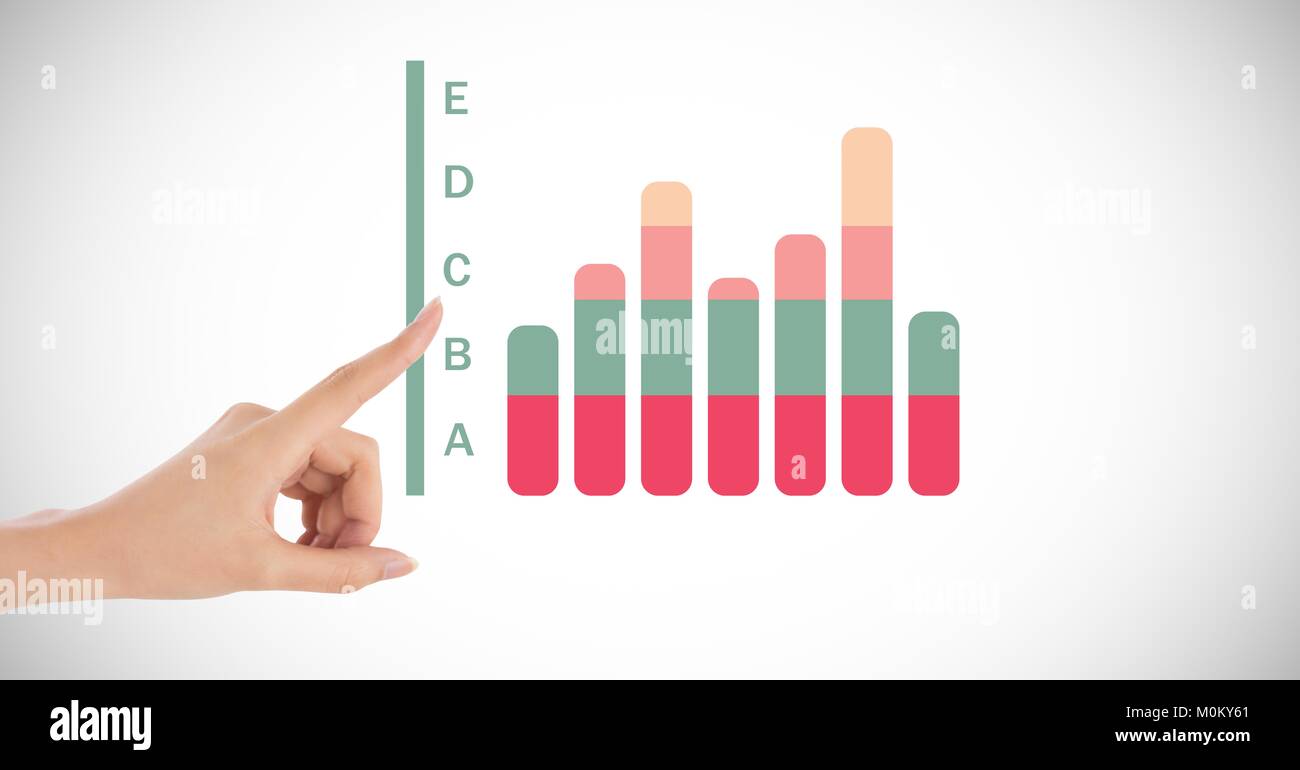 Hand pointing with colorful chart statistics Stock Photo - Alamy