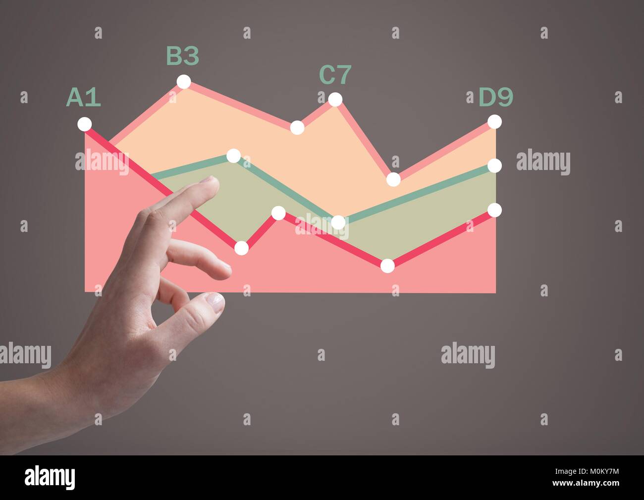 Hand touching with colorful chart statistics Stock Photo - Alamy