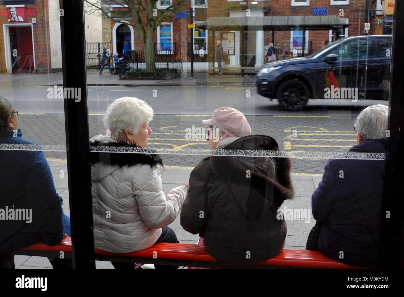 Bus Stop Uk Pensioners Stock Photos & Bus Stop Uk Pensioners Stock ...
