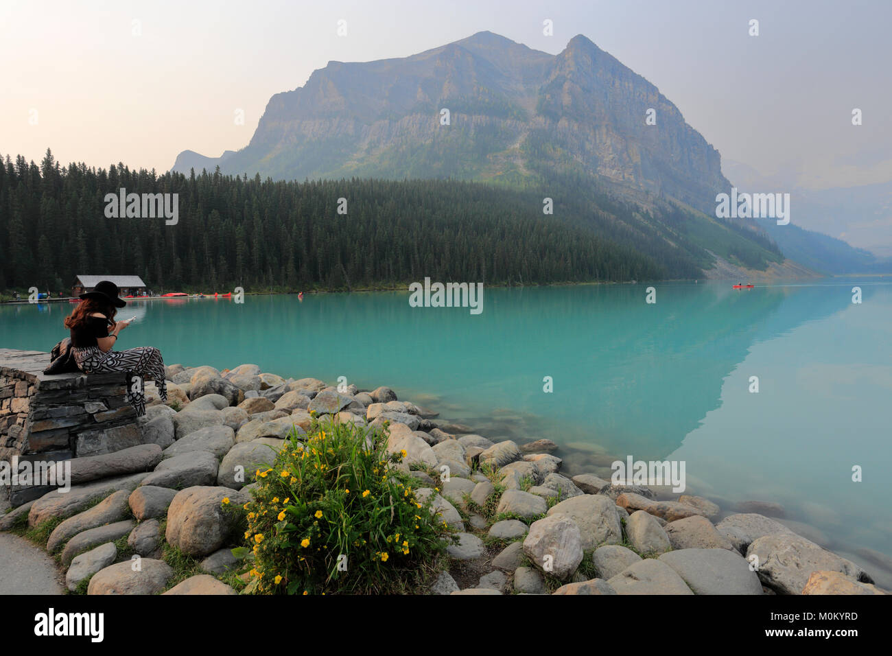 The glacial Lake Louise, Banff national Park, UNESCO World Heritage ...