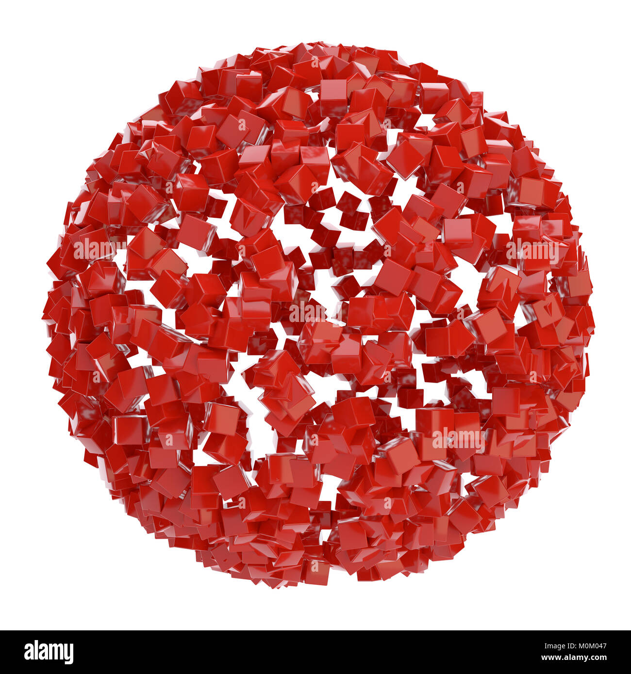 3D red abstract sphere of small cubes Stock Photo - Alamy