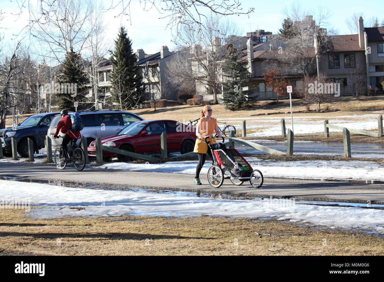 End of March sunny day on the street in Cagary (Alberta, Canada ...