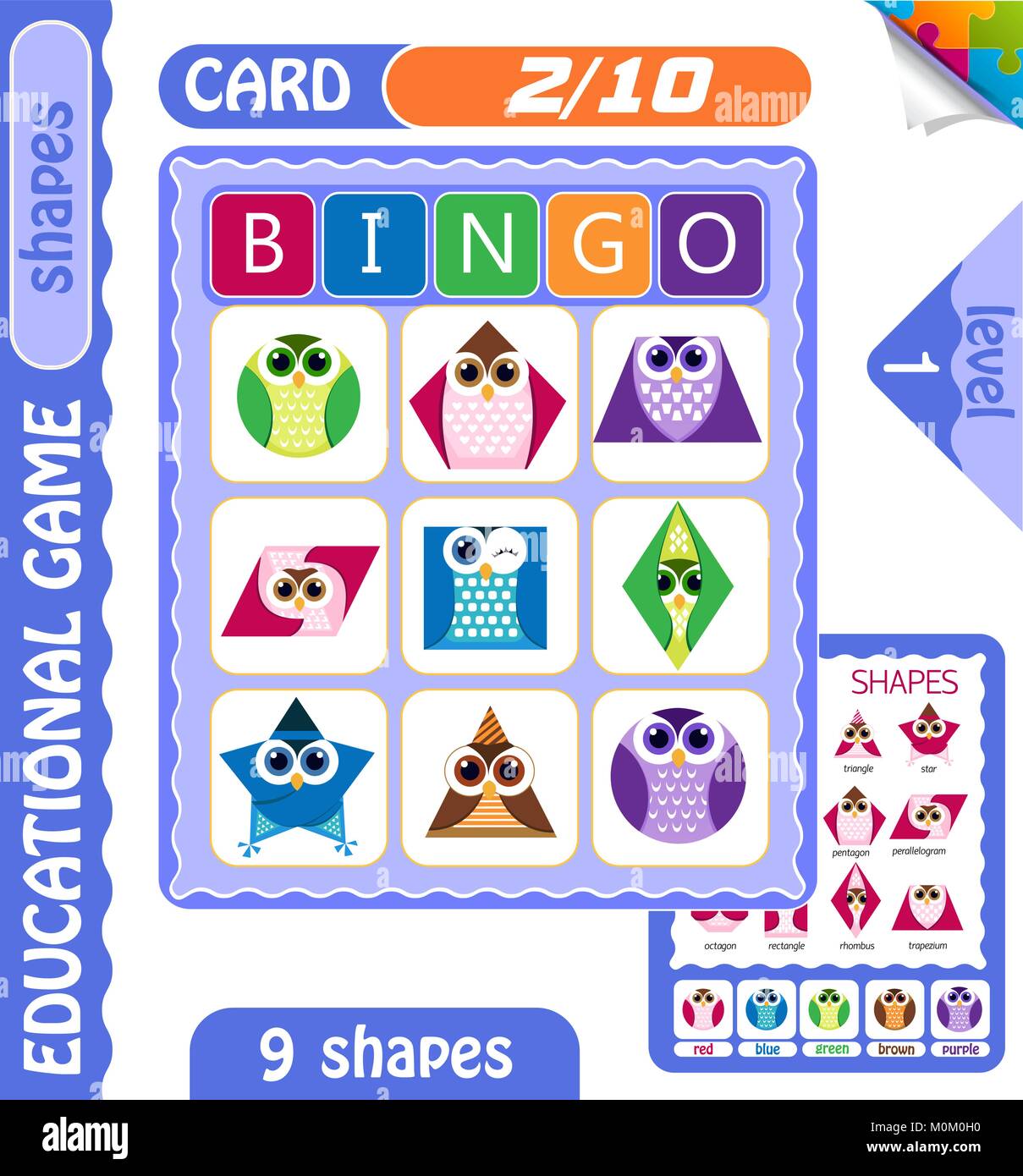 educational bingo game for preschool kids with shapes in the form of ...