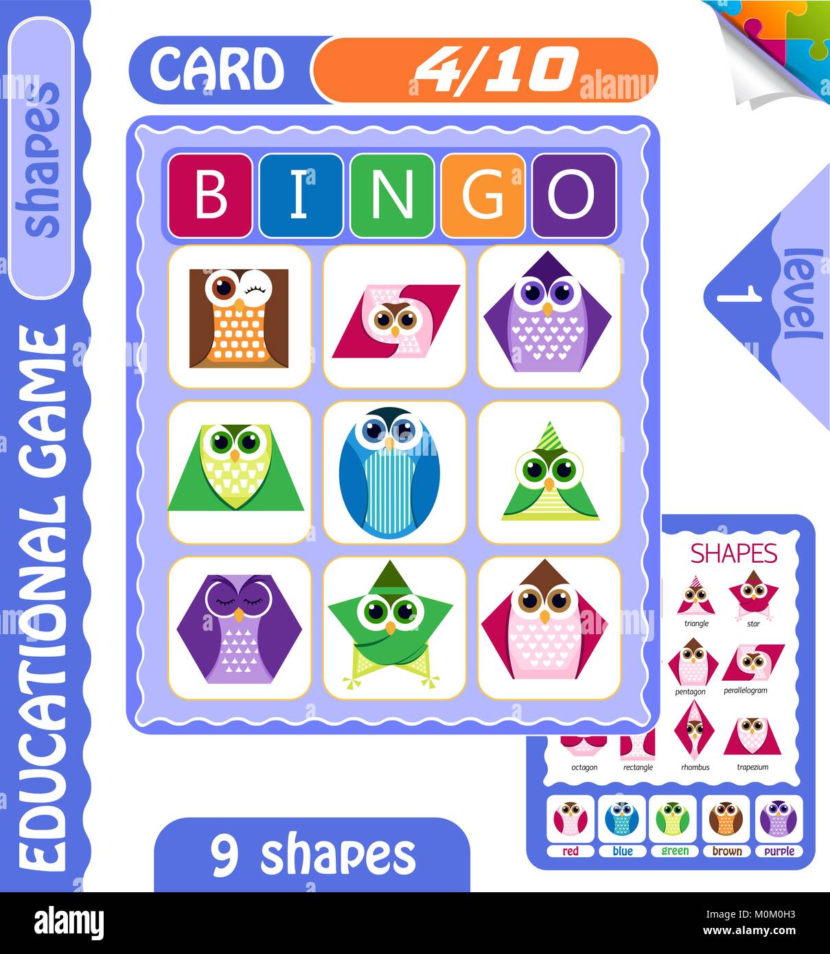 educational bingo game for preschool kids with shapes in the form of ...