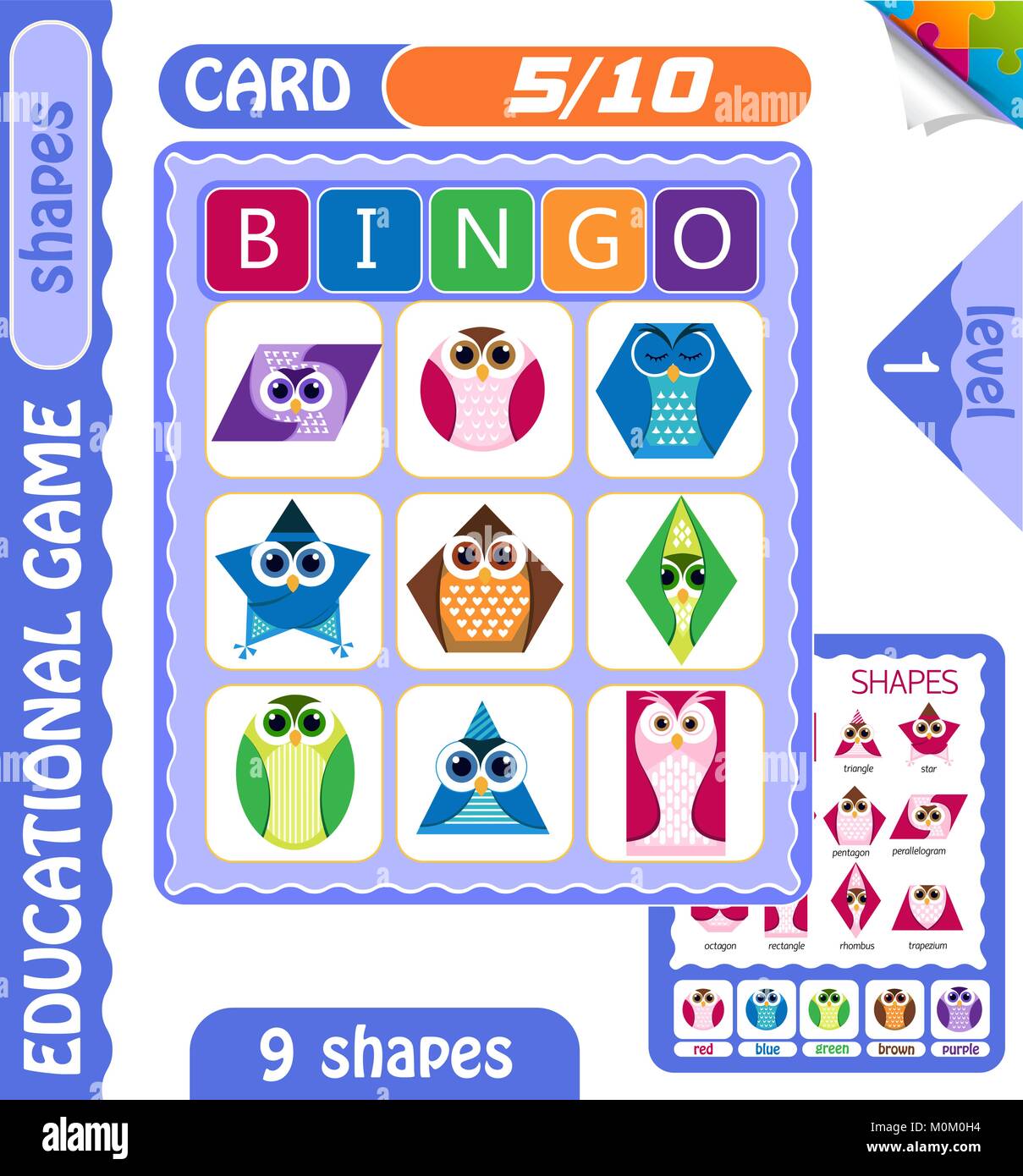 educational bingo game for preschool kids with shapes in the form of ...