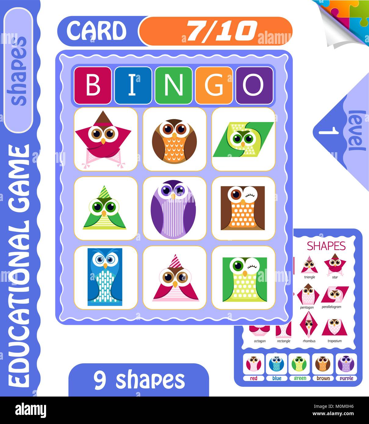 educational bingo game for preschool kids with shapes in the form of ...