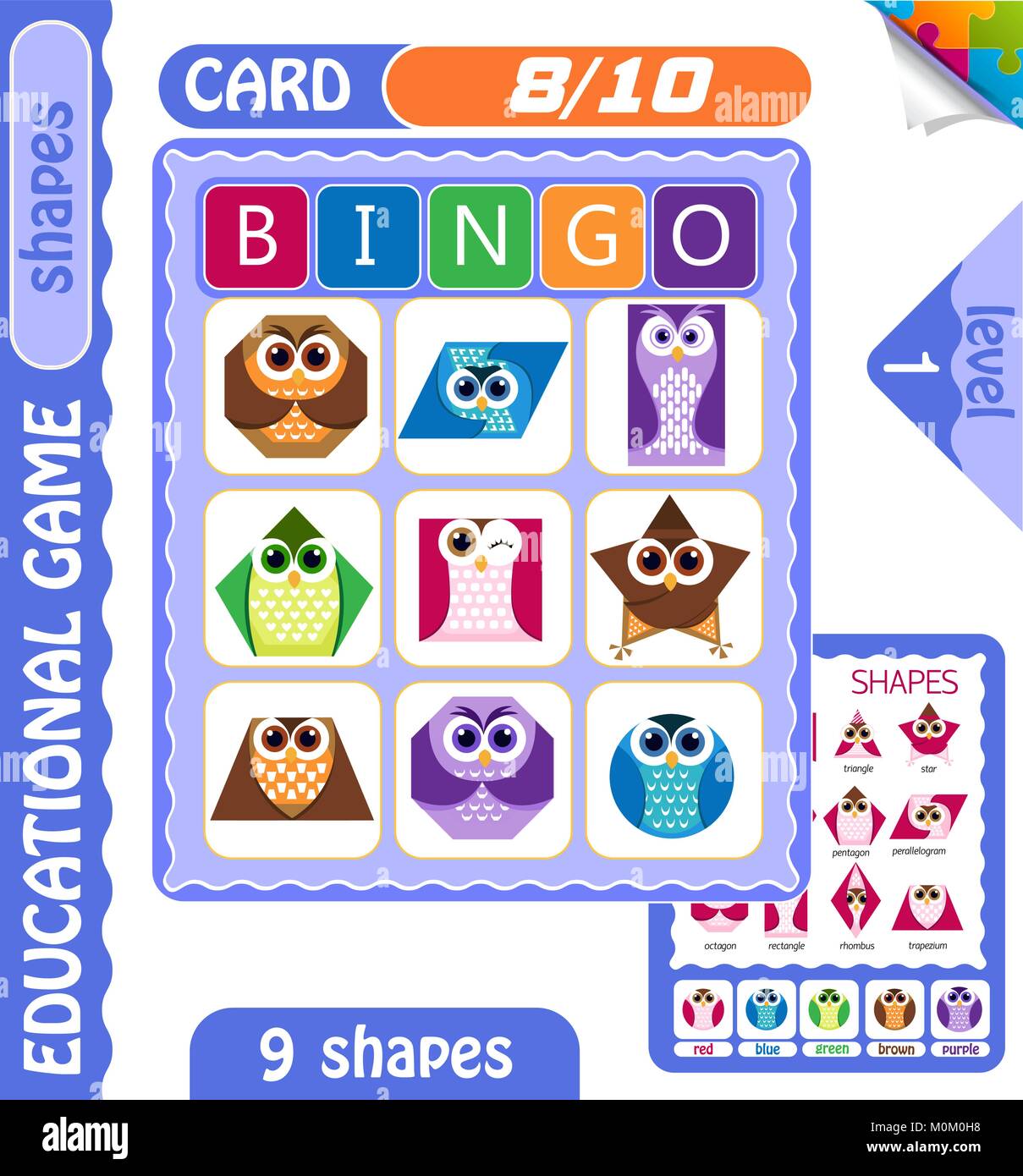 educational bingo game for preschool kids with shapes in the form of ...
