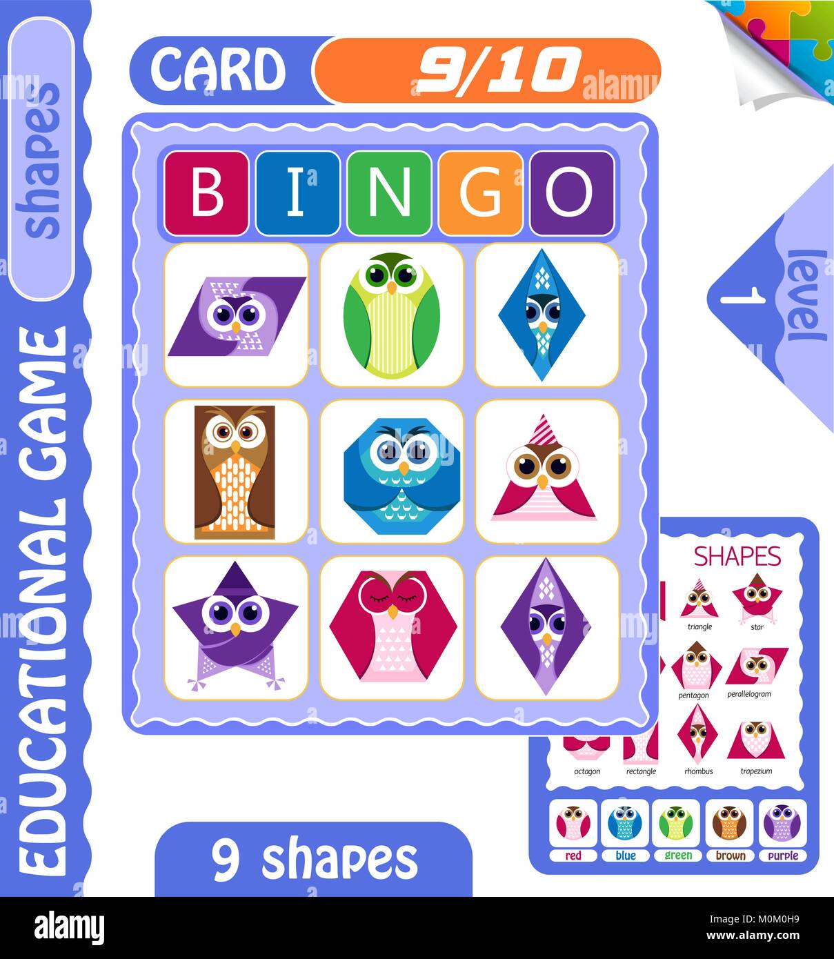 educational bingo game for preschool kids with shapes in the form of ...