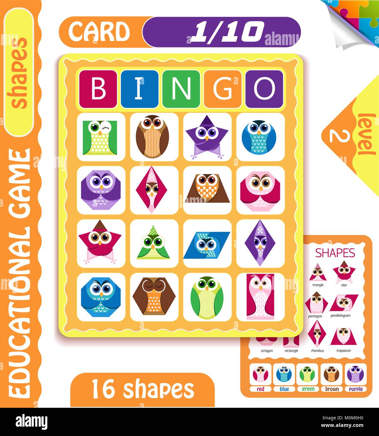 educational bingo game for preschool kids with shapes in the form of ...