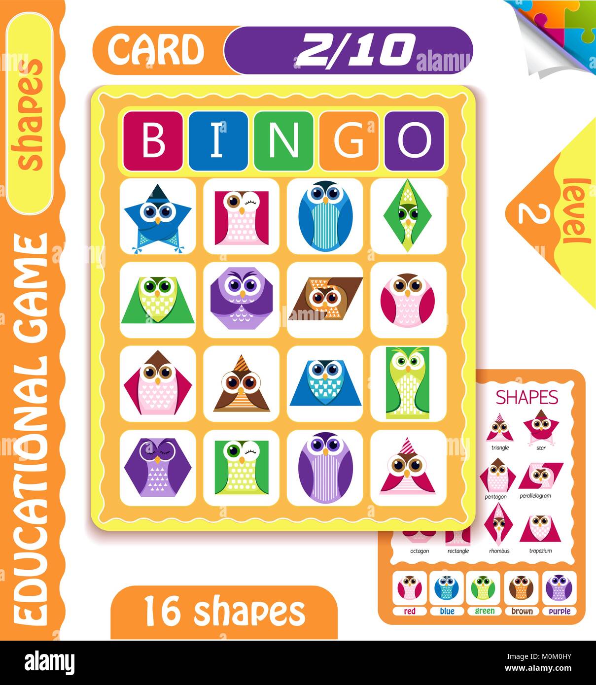 educational bingo game for preschool kids with shapes in the form of ...