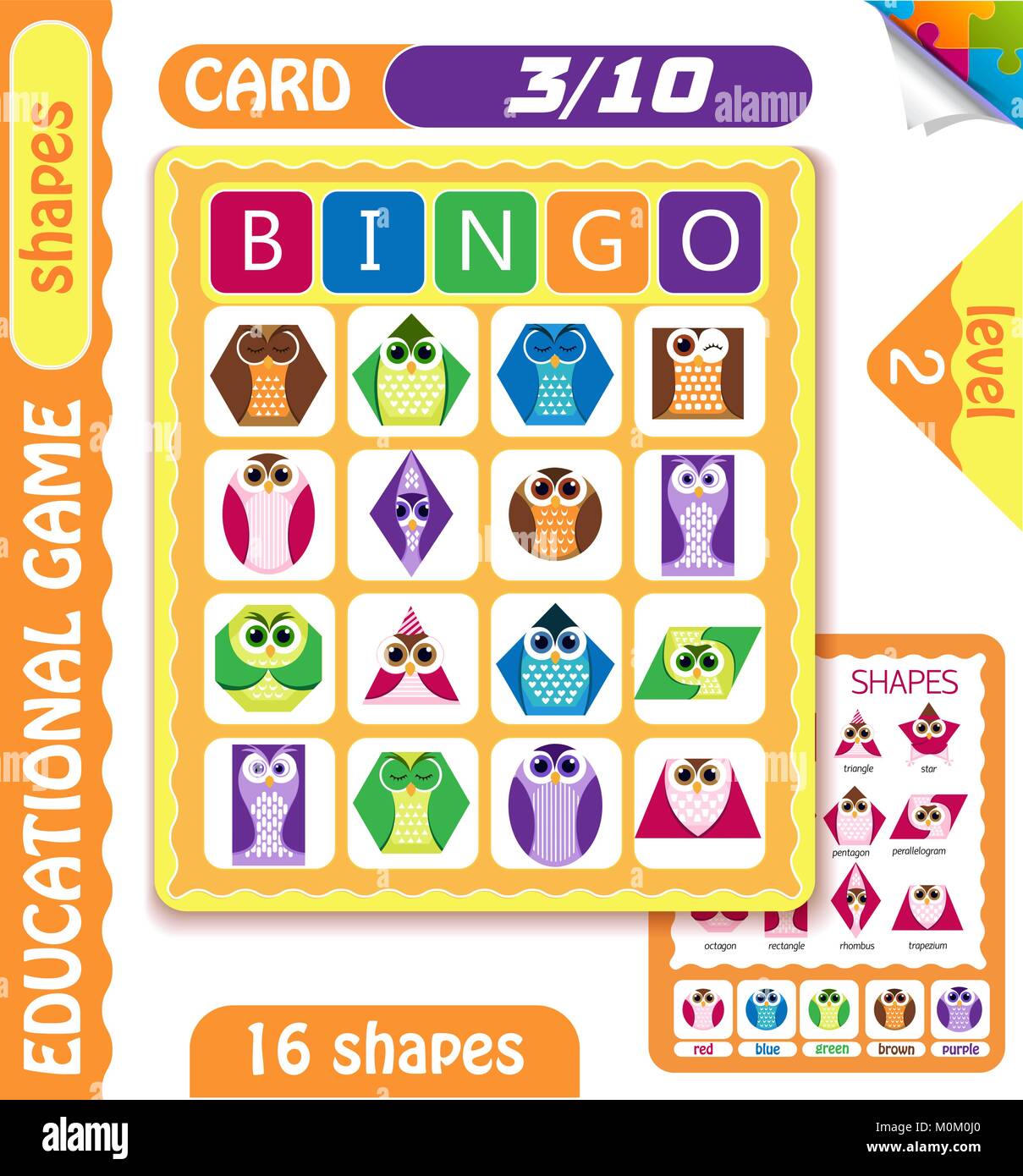 educational bingo game for preschool kids with shapes in the form of ...