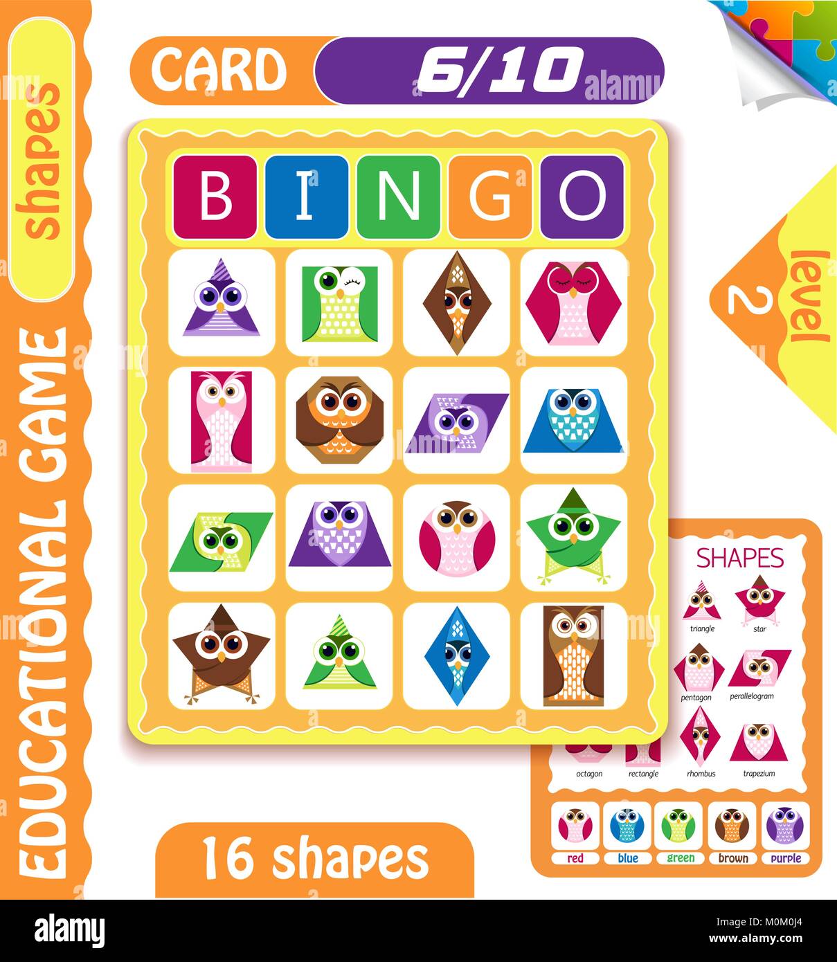 educational bingo game for preschool kids with shapes in the form of ...