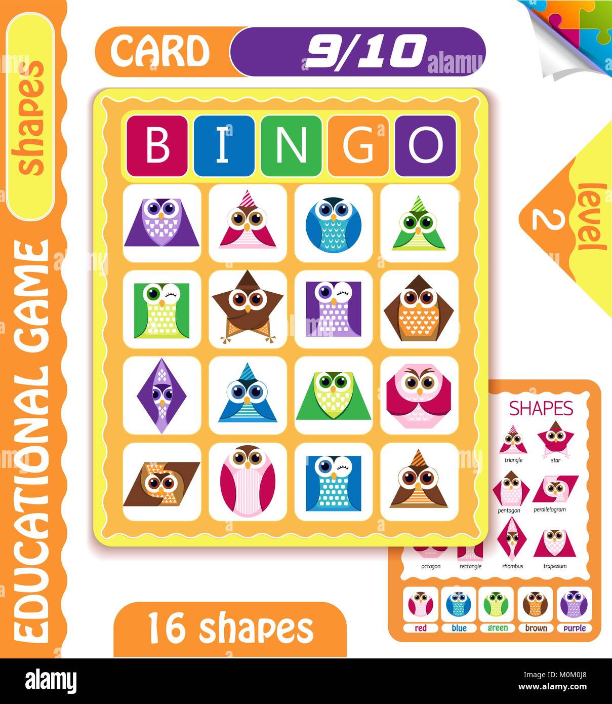 educational bingo game for preschool kids with shapes in the form of ...