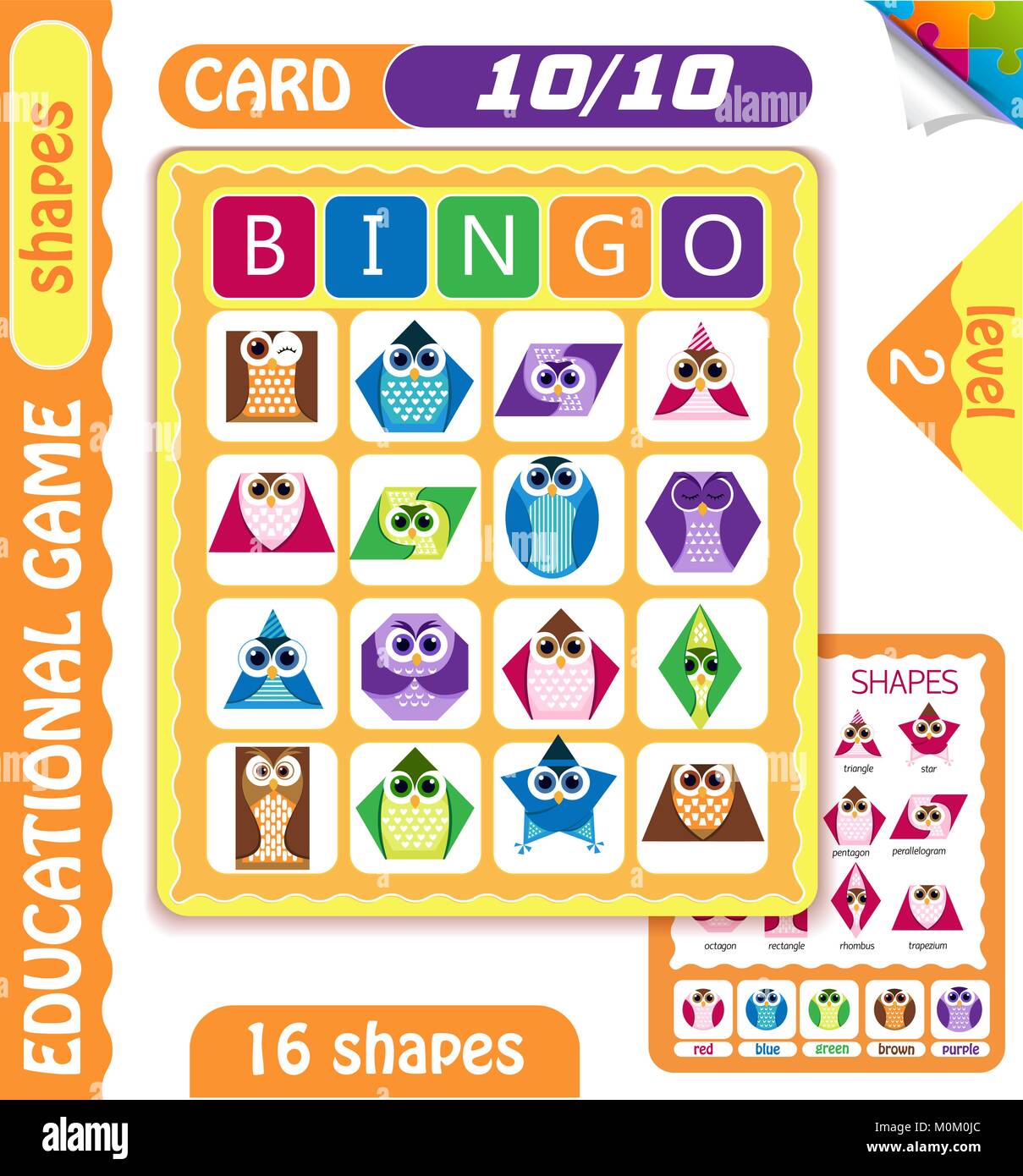 educational bingo game for preschool kids with shapes in the form of ...