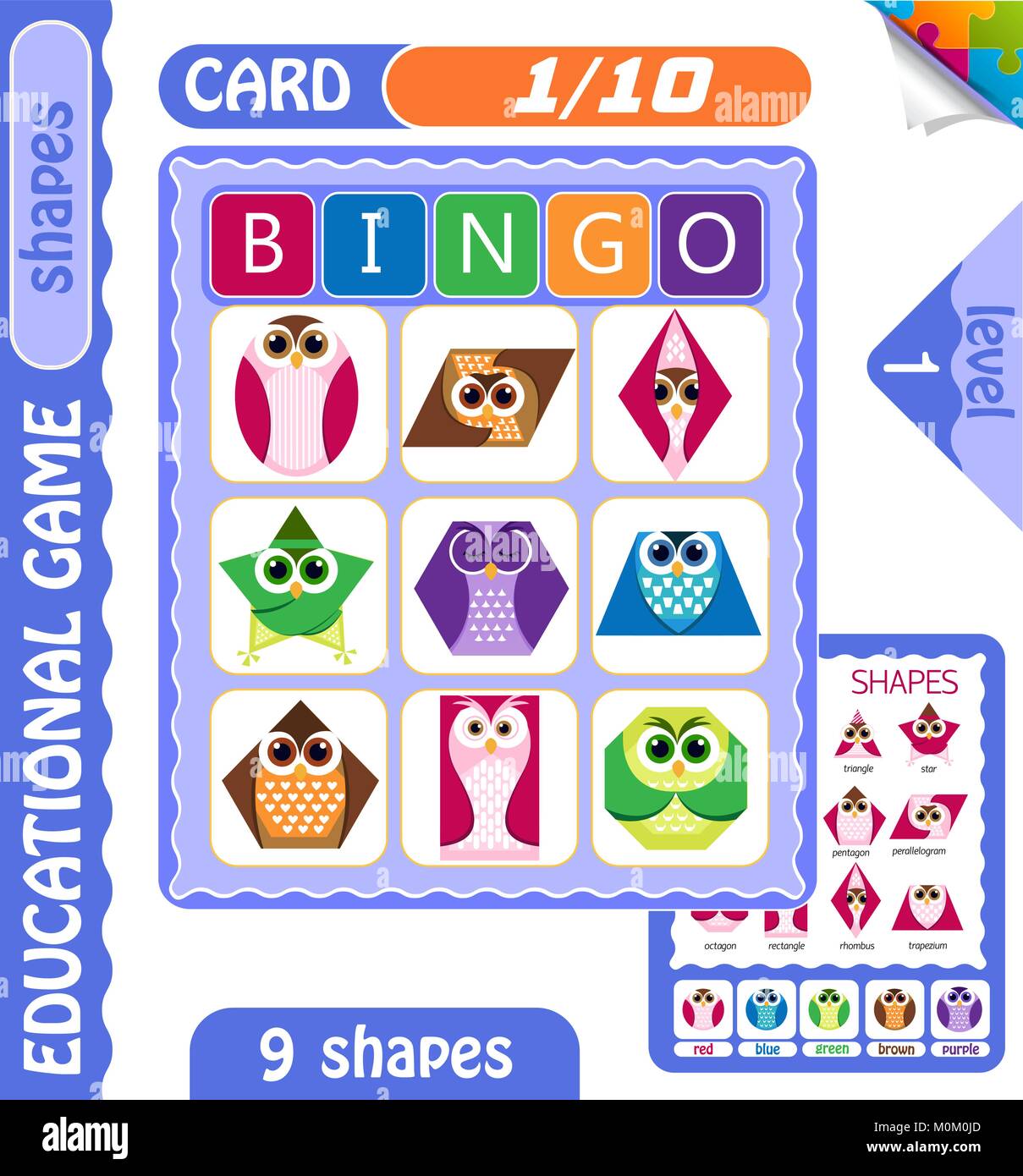 educational bingo game for preschool kids with shapes in the form of ...