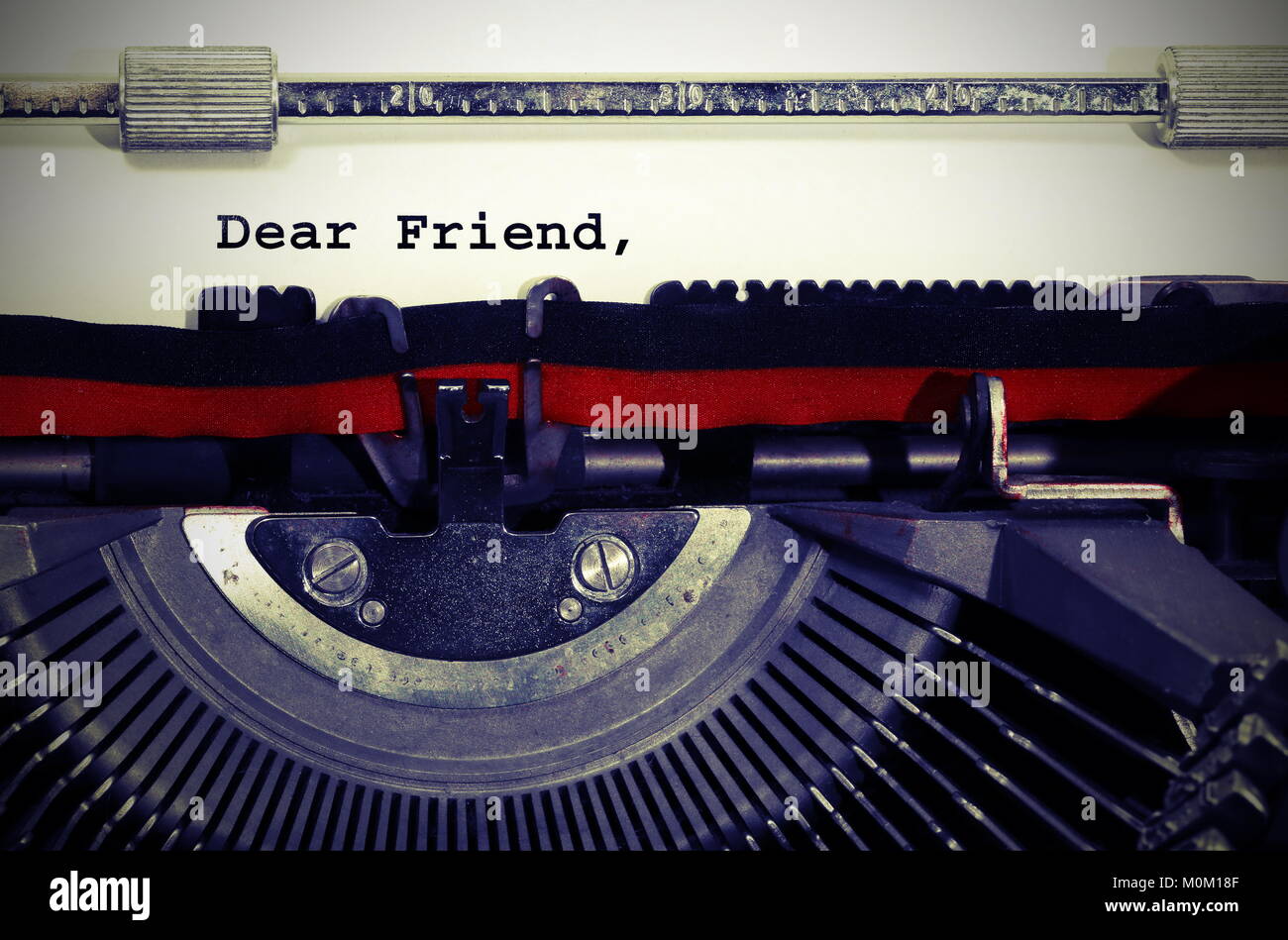 Text Dear Friend written with the typewriter on white sheet Stock Photo ...