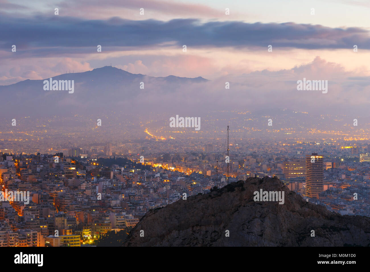 View of Athens from Lycabettus hill at dawn, Greece Stock Photo - Alamy