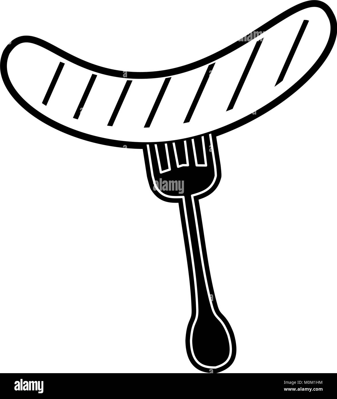 Cooking sausage on fork Black and White Stock Photos & Images - Alamy